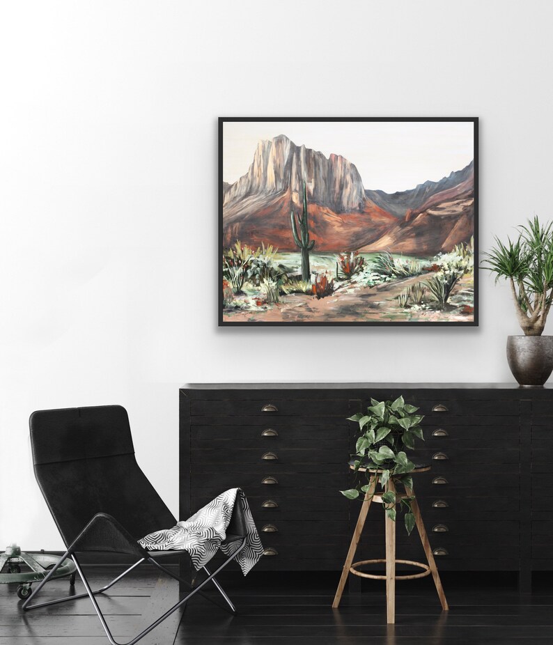 Large Desert Landscape Southwest Cactus Cacti Canvas Art Print | Etsy