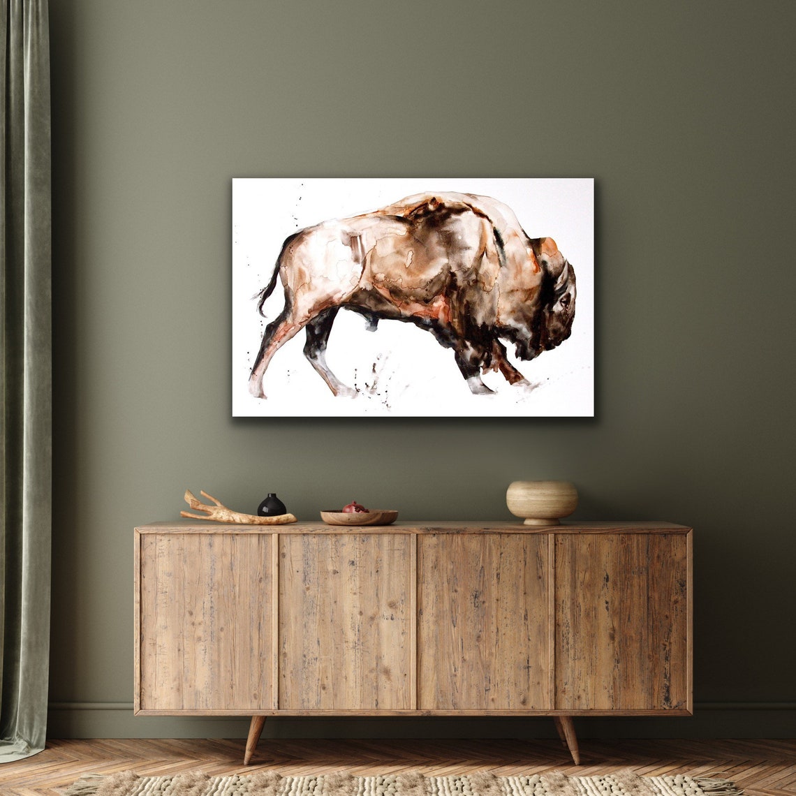 Large Buffalo Running Wild Bison Wildlife Canvas Art Print | Etsy