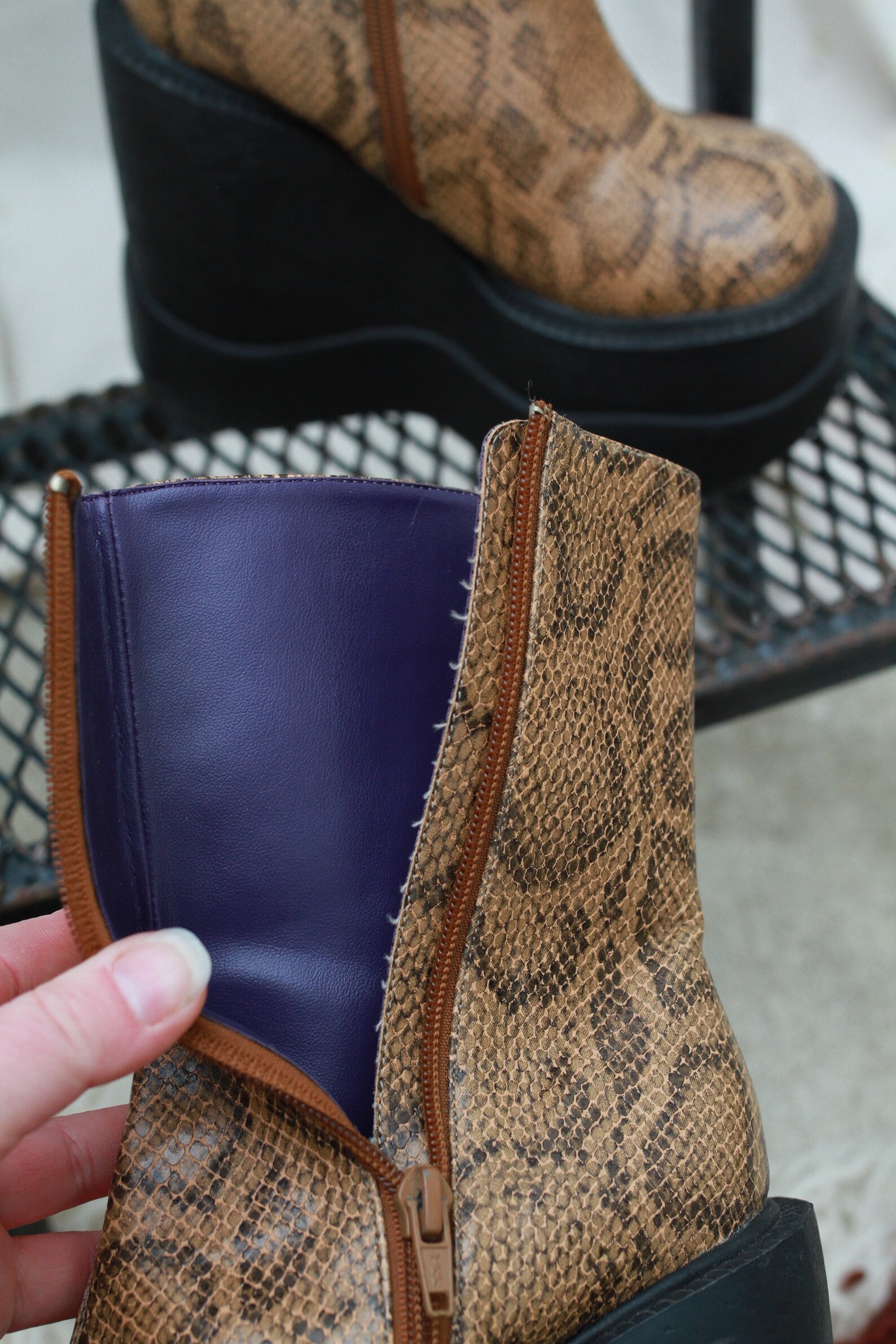 Rare 90’s Snake Skin Platform Glam Boots 5 - Etsy