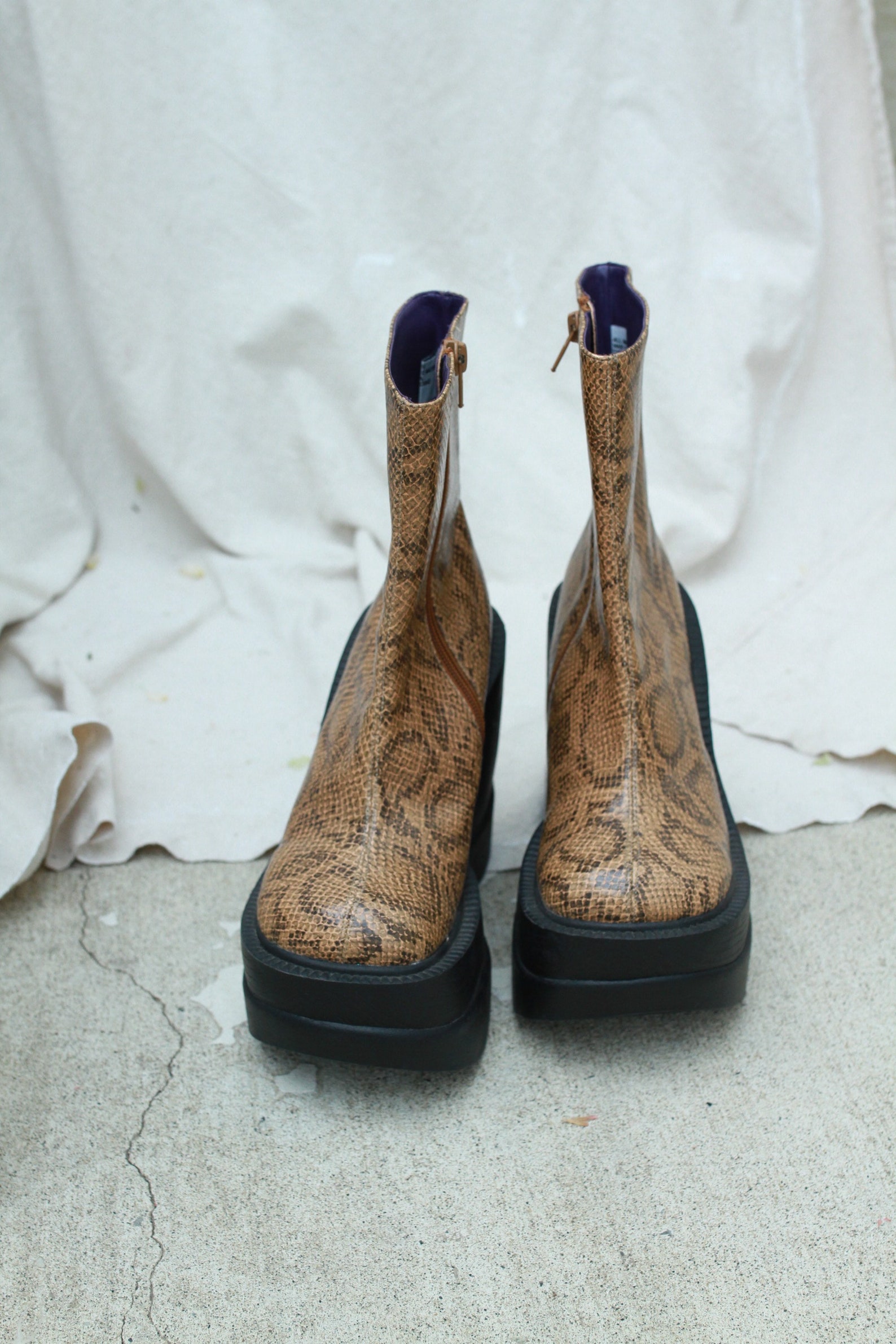 Rare 90’s Snake Skin Platform Glam Boots 5 - Etsy