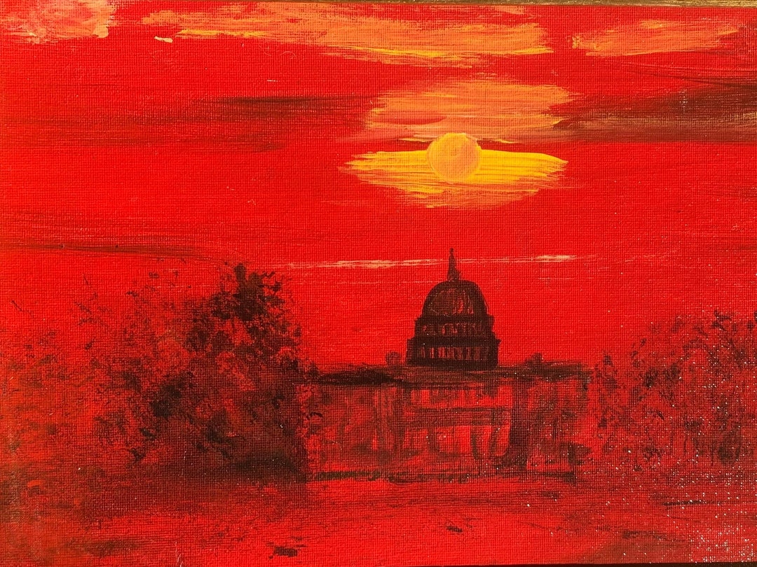 Capitol Building Washington DC Painting Original Art With the Frame - Etsy