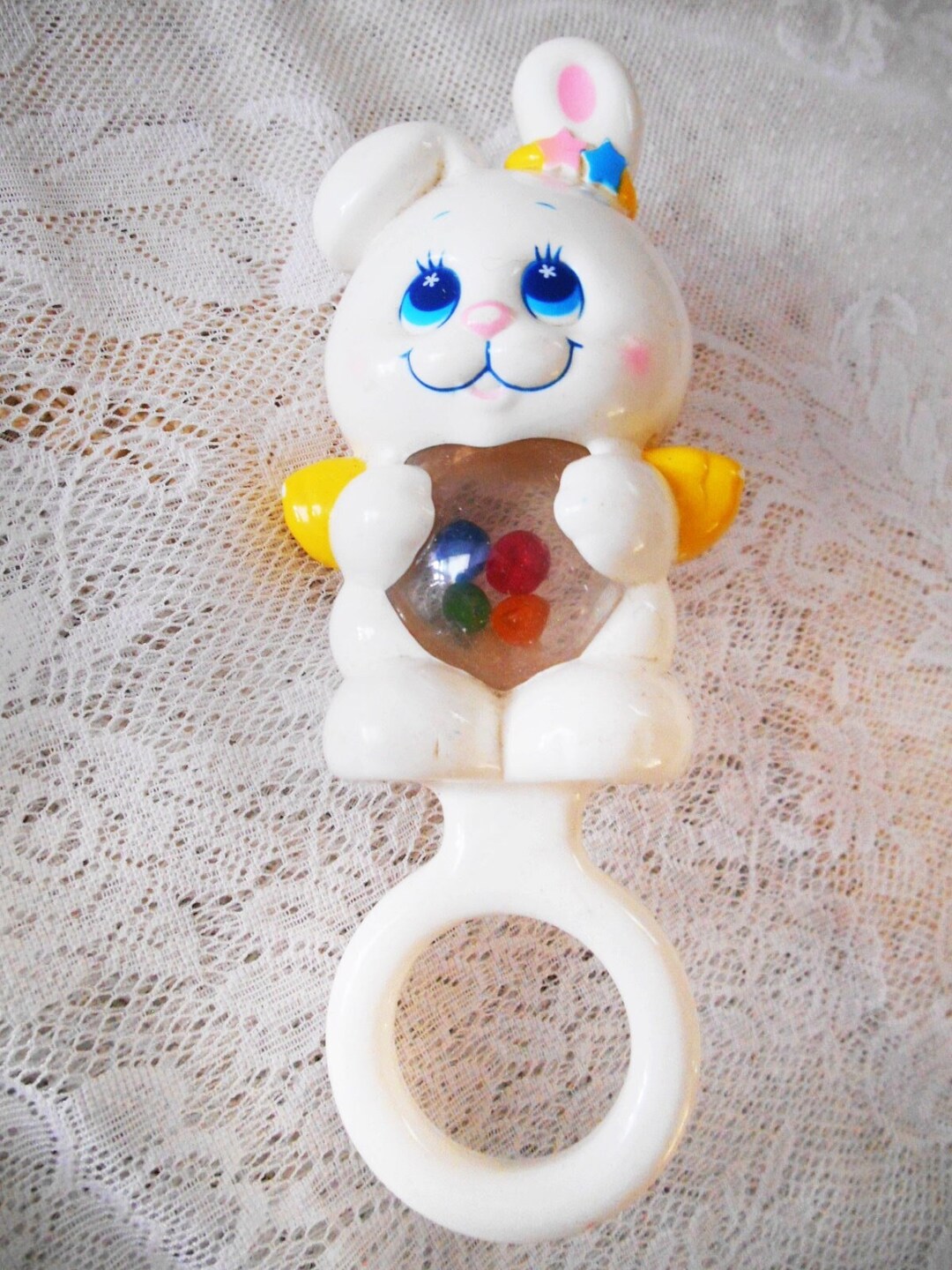 Adorable Vintage 1984 Mattel Baby Rattle With Teething Ring, Bunny ...