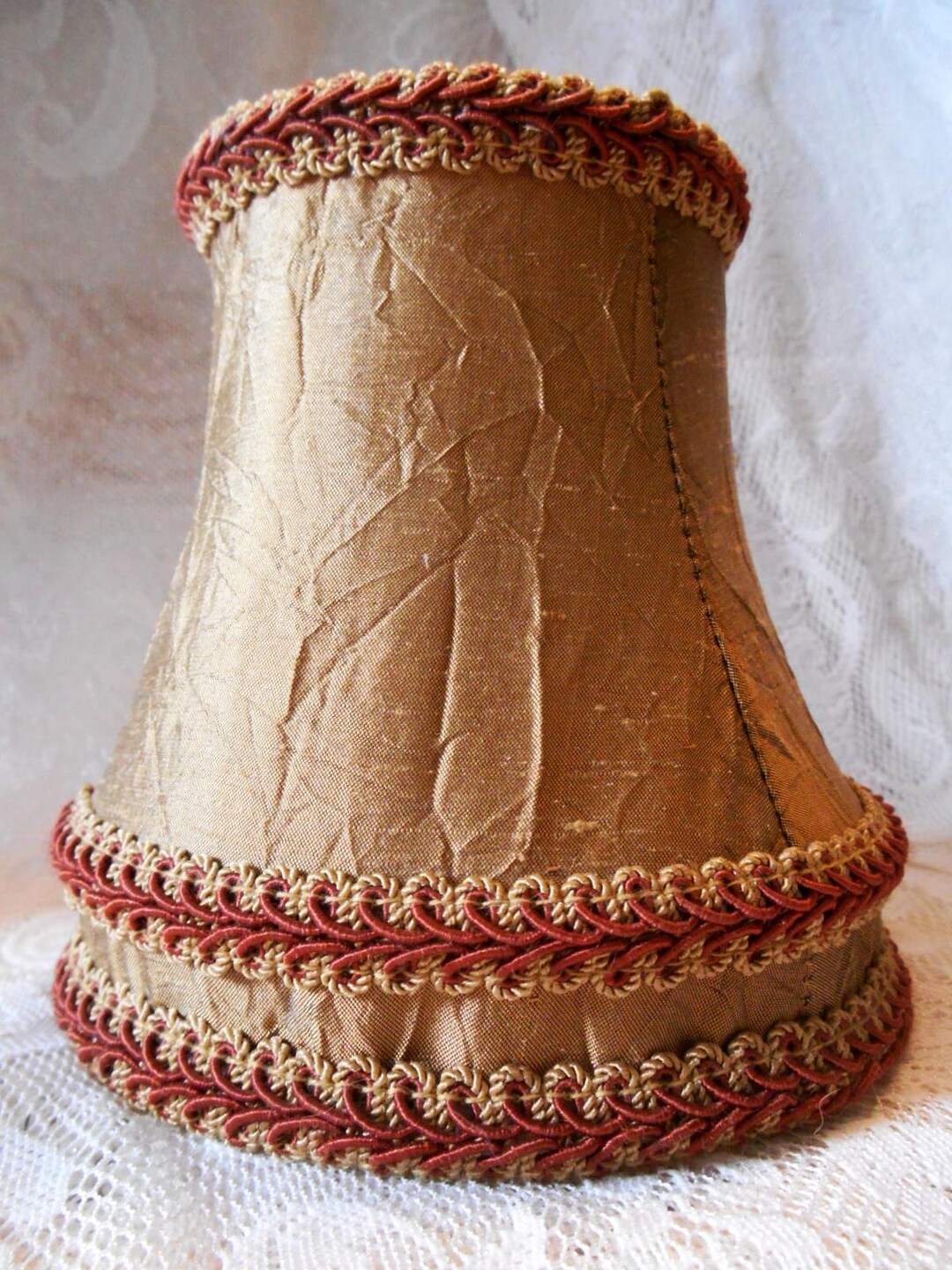 One Vintage 1940's Tiered Silk Lamp Shade, Over Bulb Fitting for ...