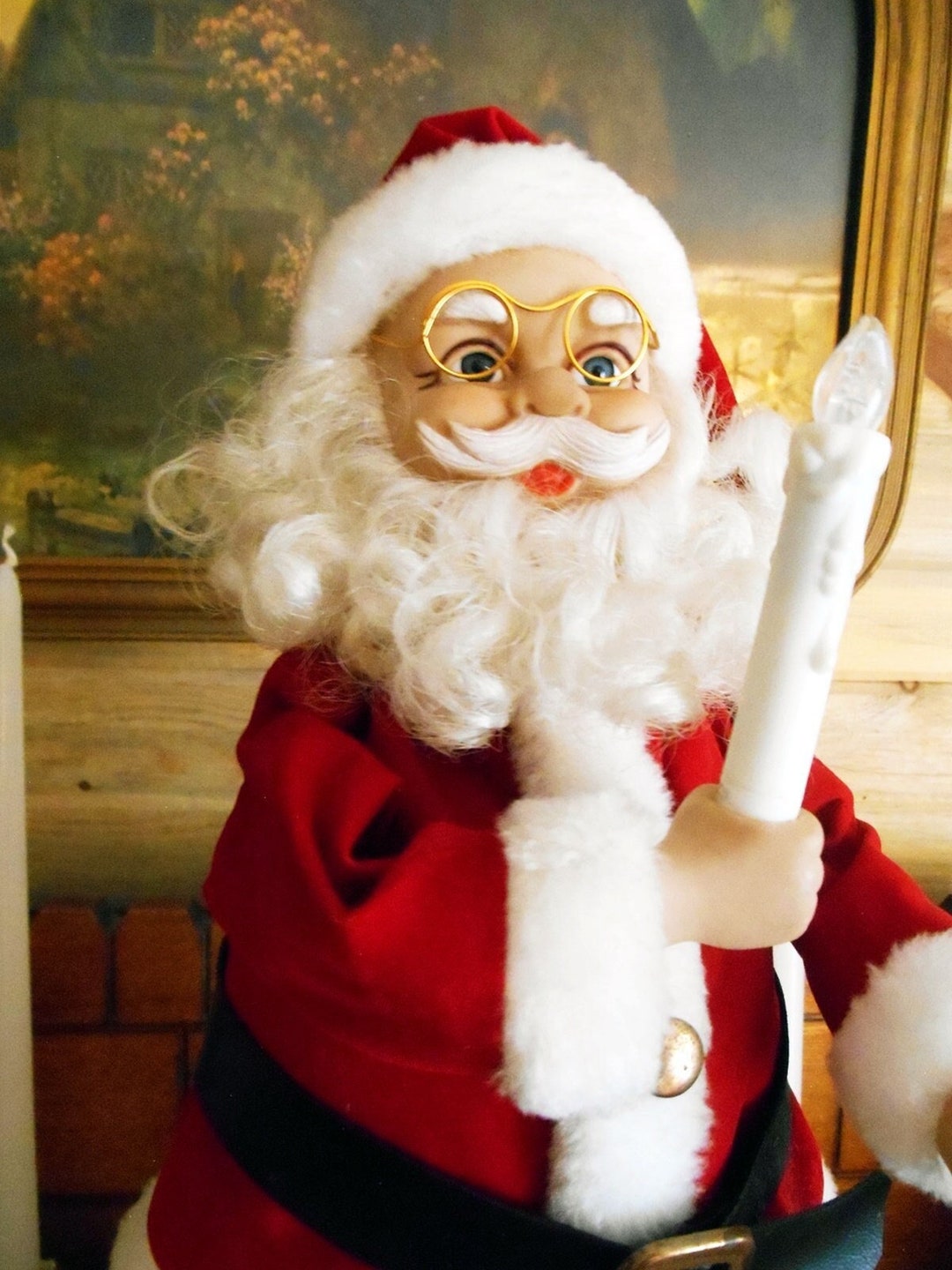 Vintage 1989 Animated Musical Santa Claus With Lighted Candle - Etsy