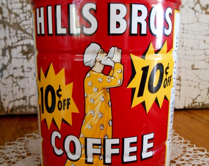 Vintage 1960's Hills Brothers, Bros Tin Key Wind Coffee Can ...