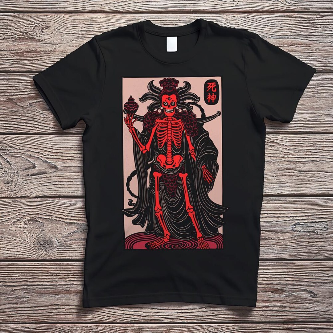 Japanese Shinigami Skeleton Shirt Vintage Death Deity Design Tee Ukiyo ...