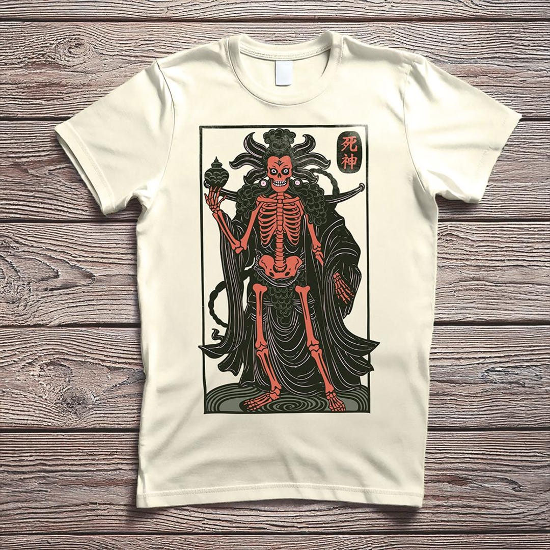 Japanese Shinigami Skeleton Shirt Vintage Death Deity Design Tee Ukiyo ...