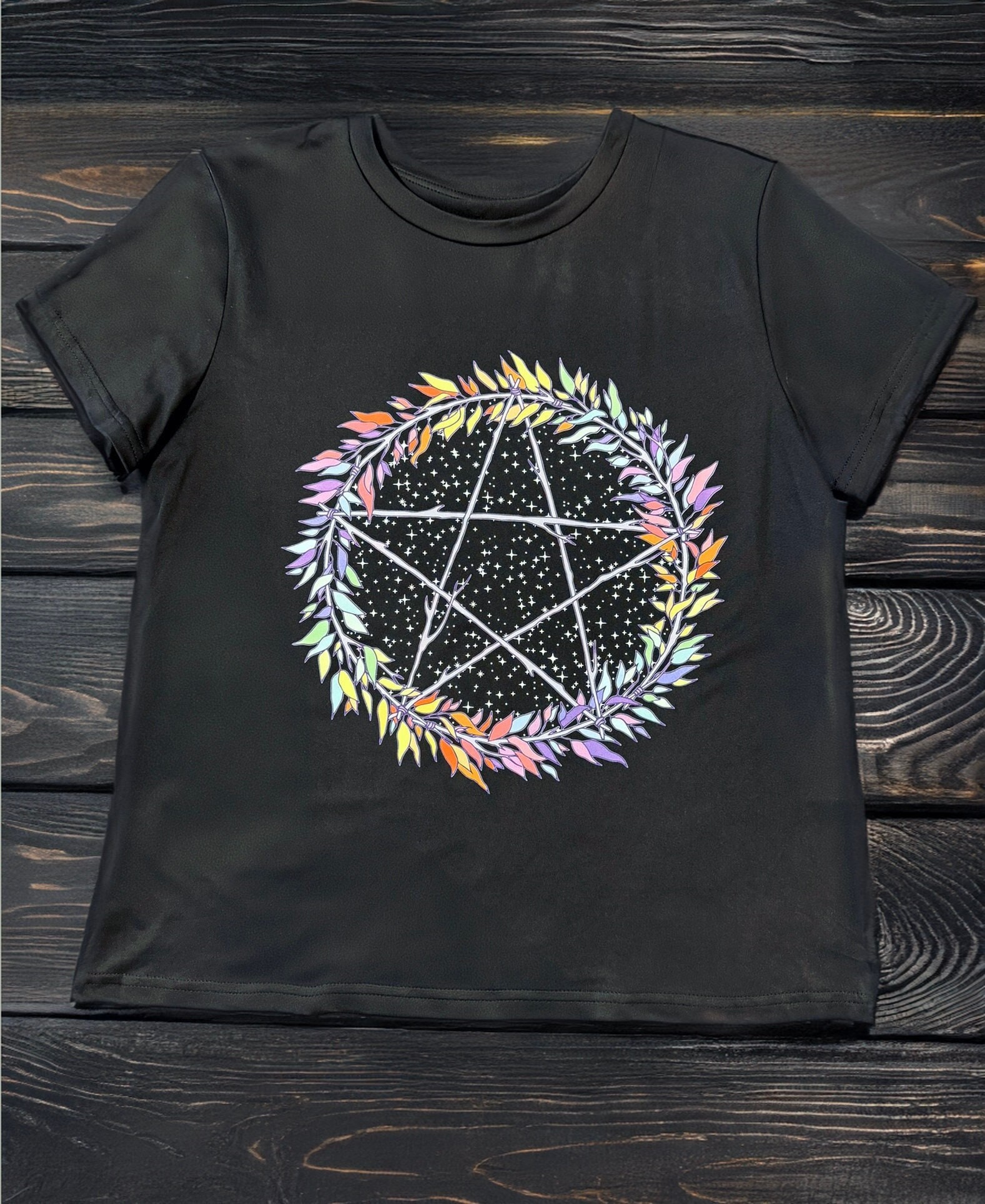 Pentacle: Rainbow Pagan Pentagram Nature Inspired Tee Vintage Celestial ...