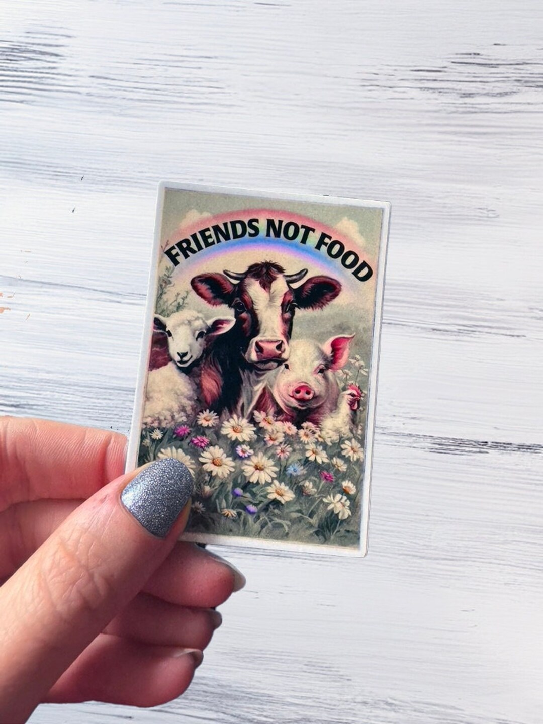 Farm Animals Sticker Cute Cow Rainbow Laptop and Water Bottle Decal ...