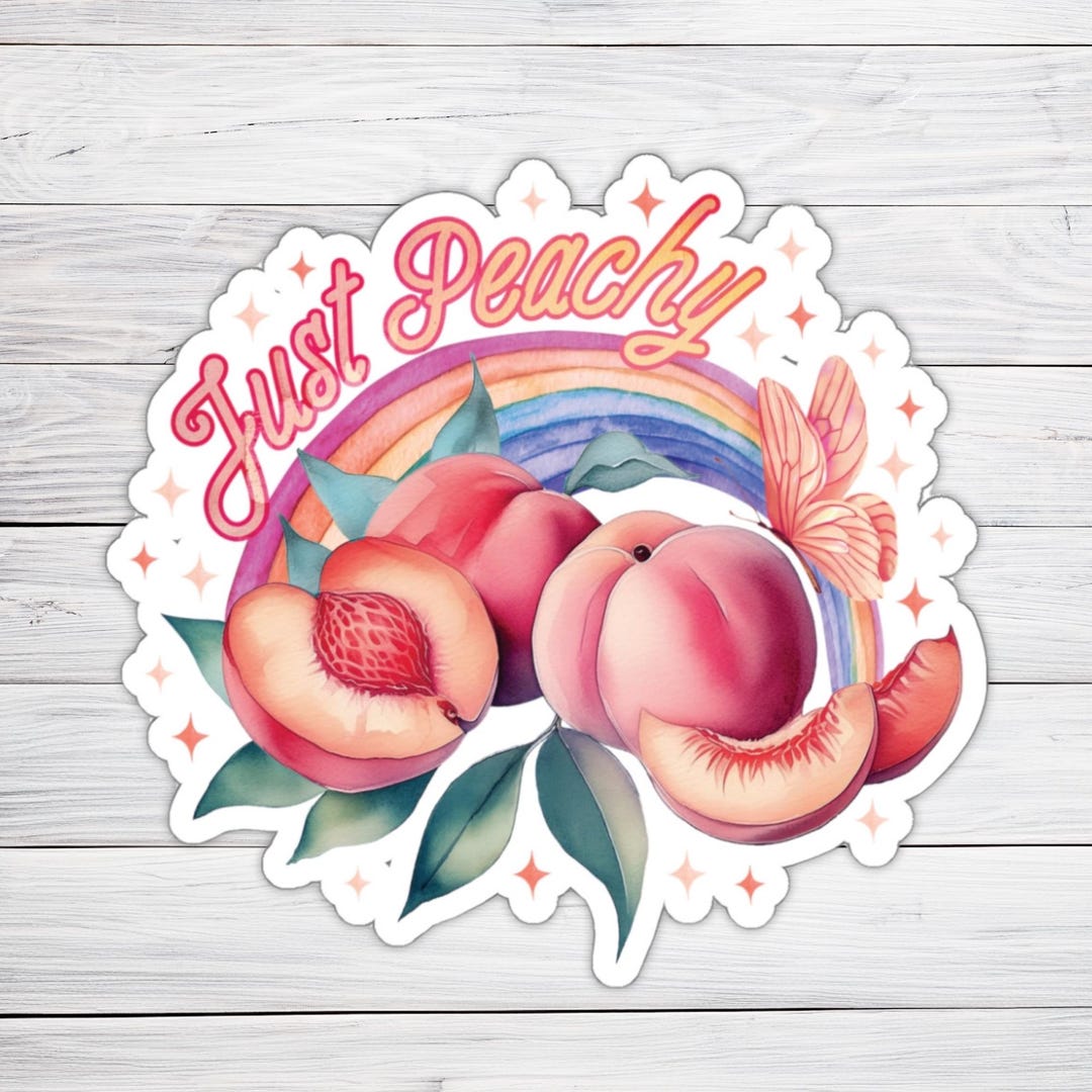 Just Peachy Sticker Rainbow Butterfly Aesthetic Peaches Vintage Style ...