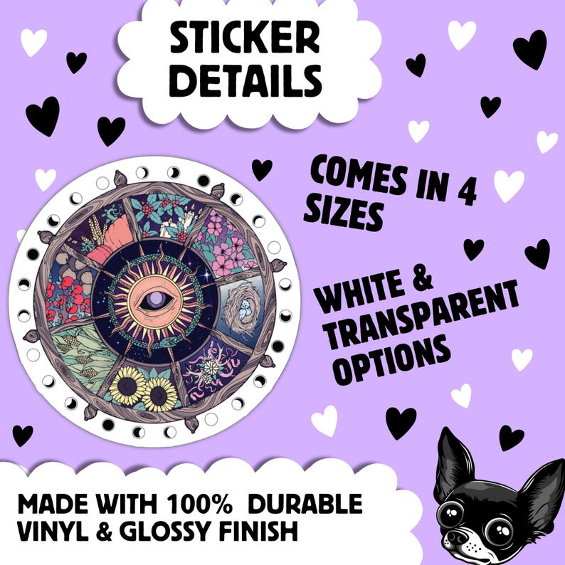 Wheel of the Year Sticker Wiccan Witchy Third Eye Decal Moon Phases ...