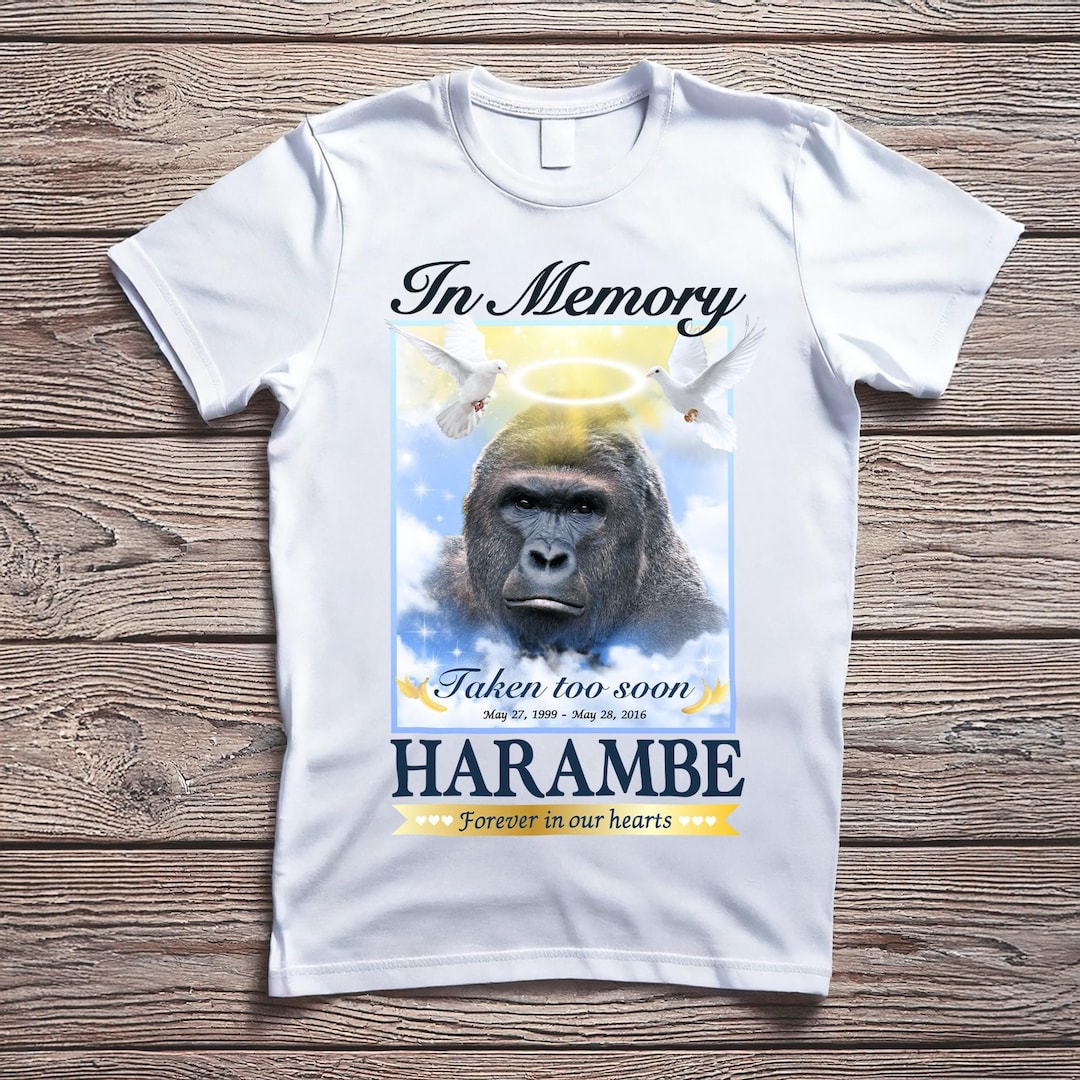 Harambe Memorial Shirt Funny Gorilla Meme Pop Culture Tee in Memory of ...