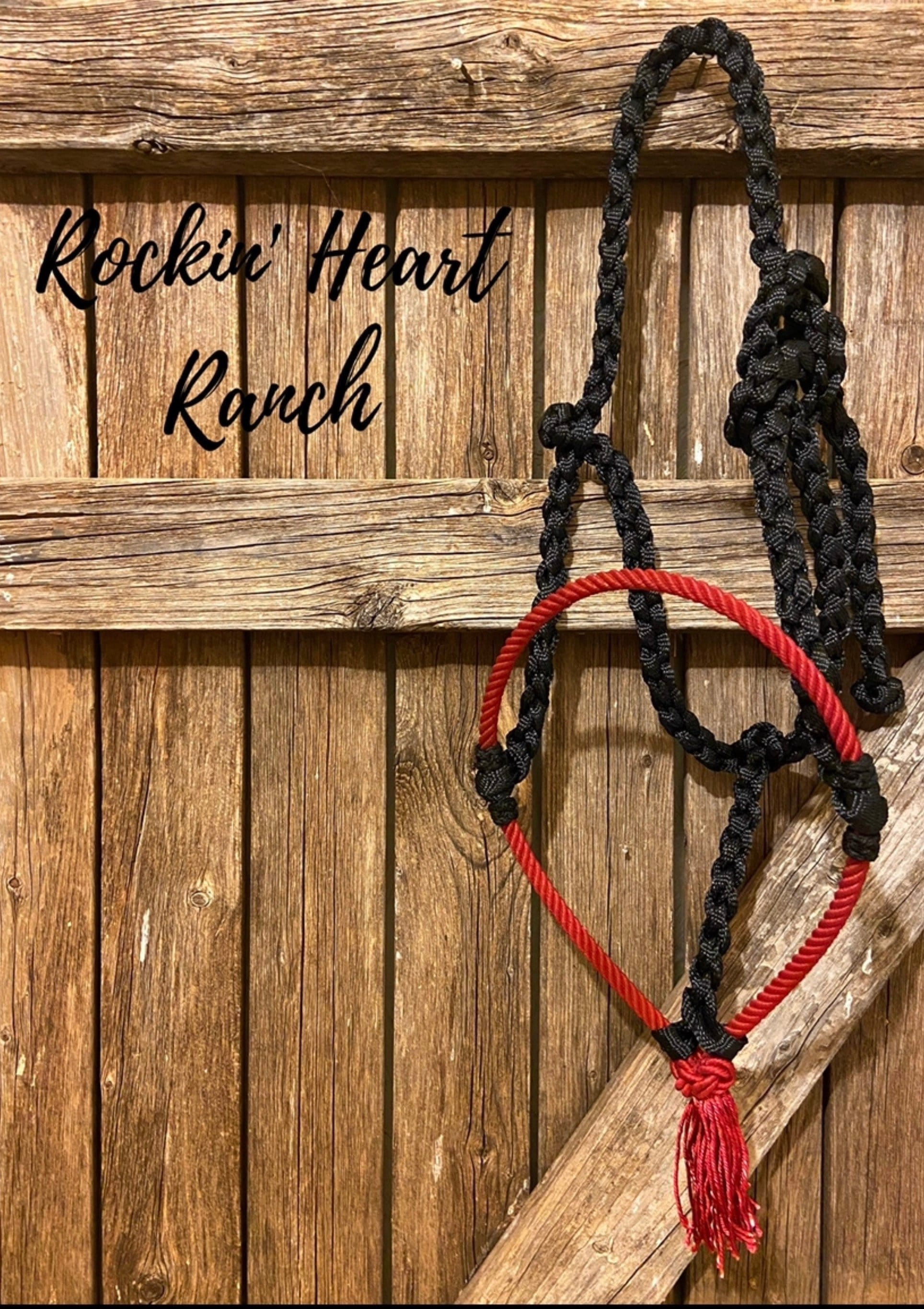 Black With Red Lariat Rope Nose Muletape Halter With Matching 8 Lead ...