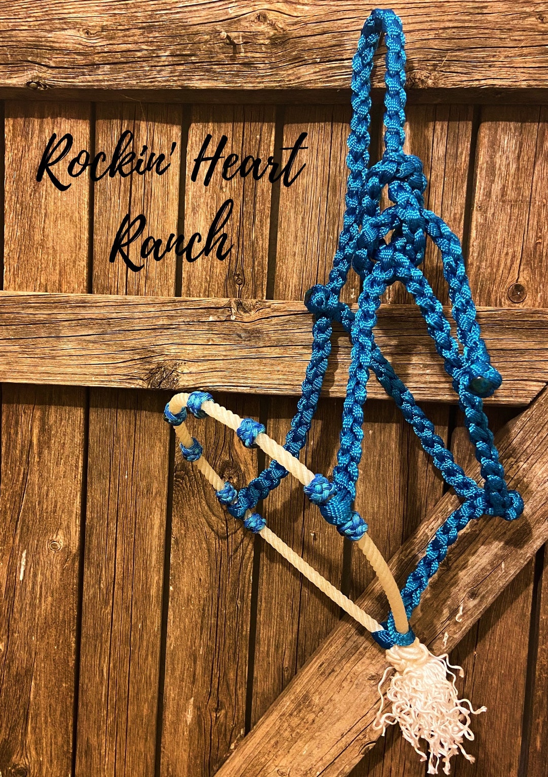Royal Blue and White Lariat Rope Nose Muletape Halter With Matching 8 ...