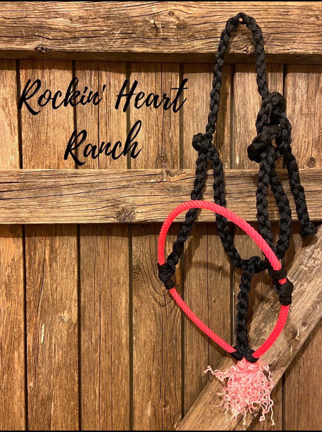 Black With Hot Pink Lariat Rope Nose Muletape Halter With Matching 8 ...