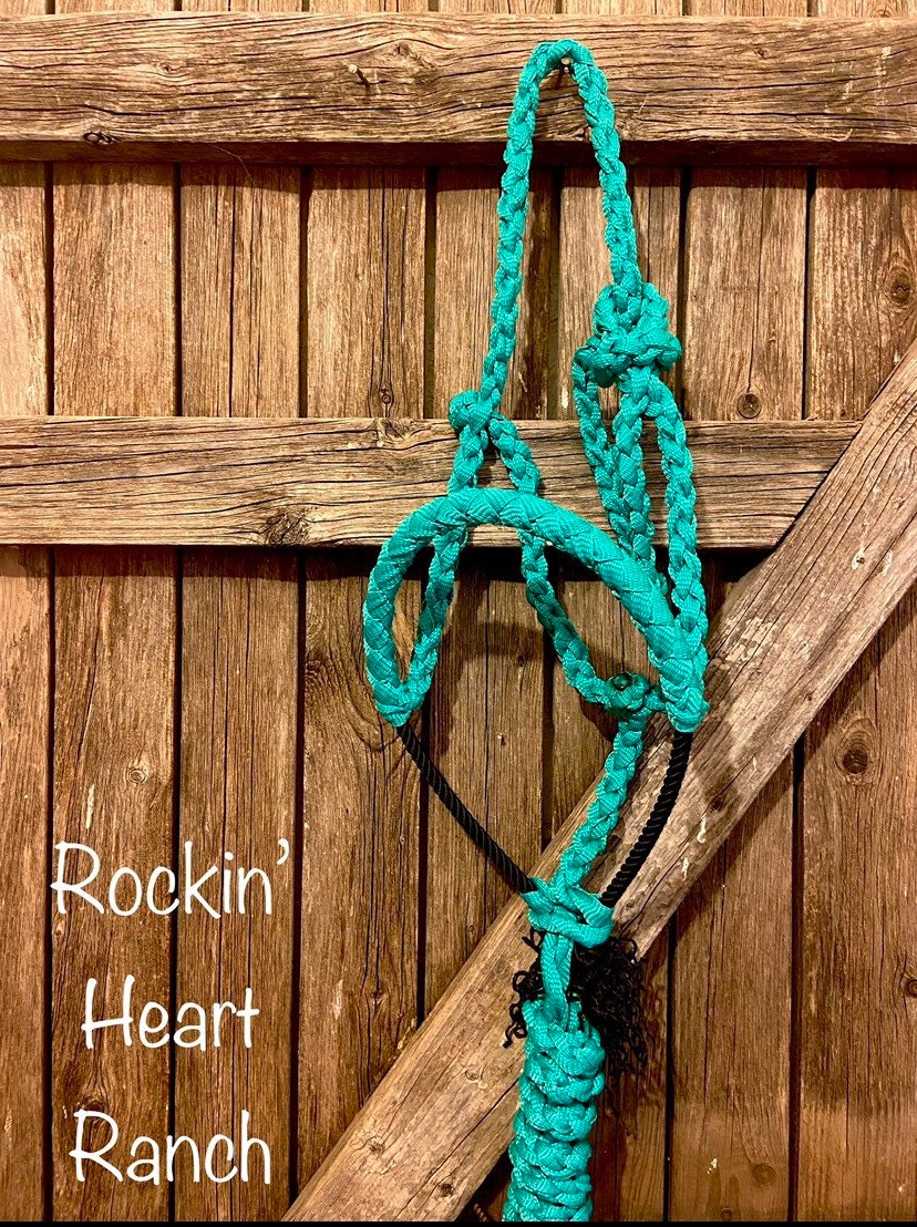 Turquoise Lariat Rope Nose Muletape Halter With Matching 8 Lead Rope - Etsy