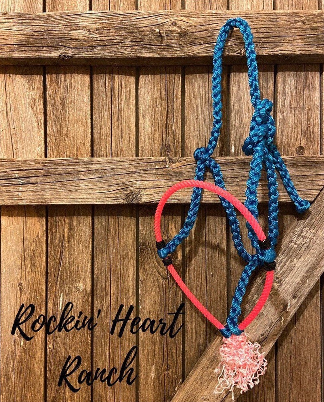 Royal Blue and Pink Lariat Rope Nose Muletape Halter With Matching 8 ...