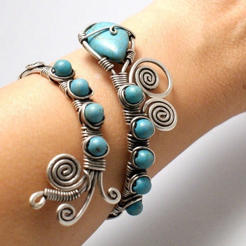 Unique Bracelets for Women Silver Cuff Bracelet Turquoise - Etsy