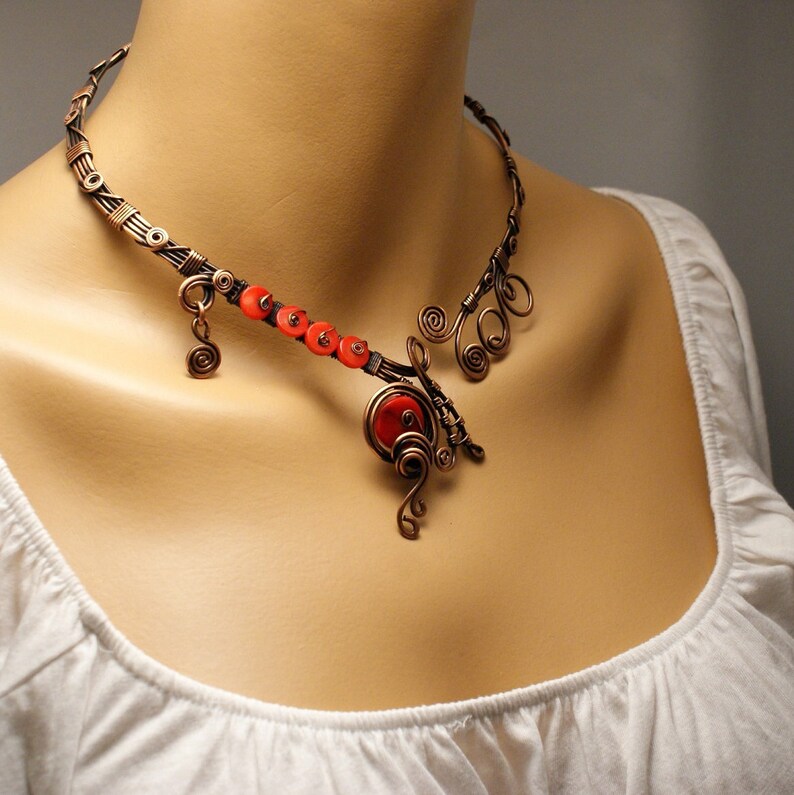 Statement Agate Necklace Open Necklace Copper Necklace For | Etsy