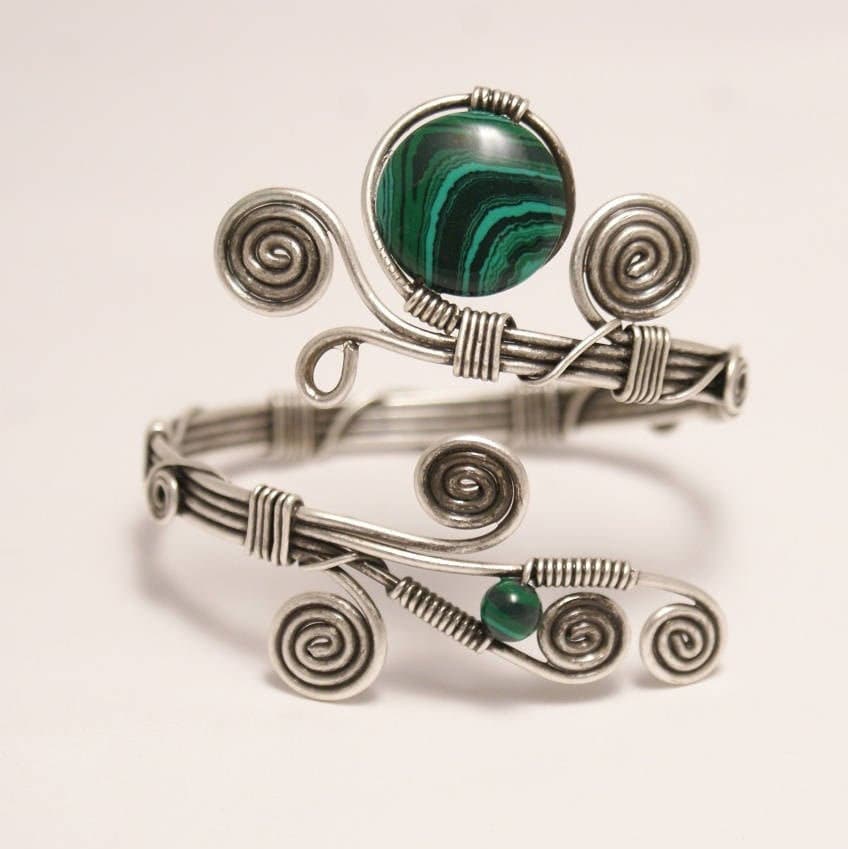 Malachite Bracelet Malachite Bangle Green Stone Bracelet | Etsy