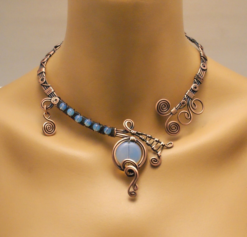 Statement Agate Necklace Open Necklace Copper Necklace for - Etsy