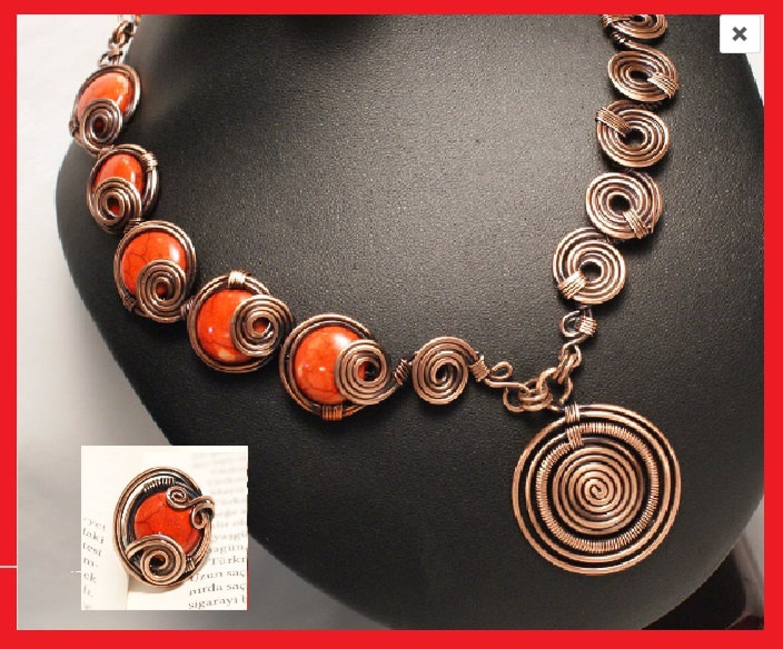 Copper Jewelry Set Coral Jewelry Set Coral Gemstone Necklace - Etsy