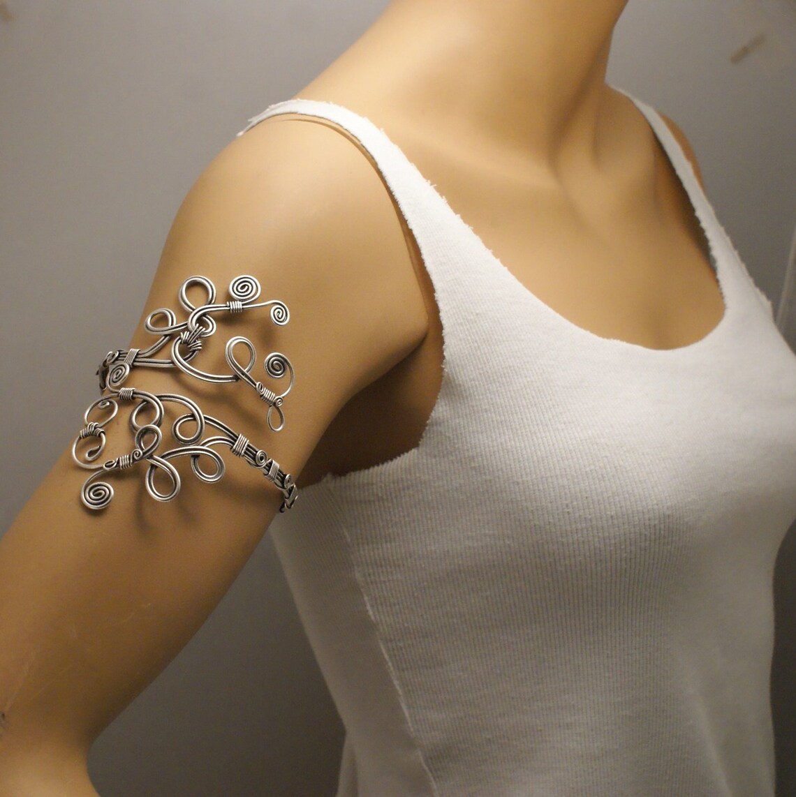 Silver Upper Arm Cuff Upper Arm Bracelet Silver Armlet - Etsy