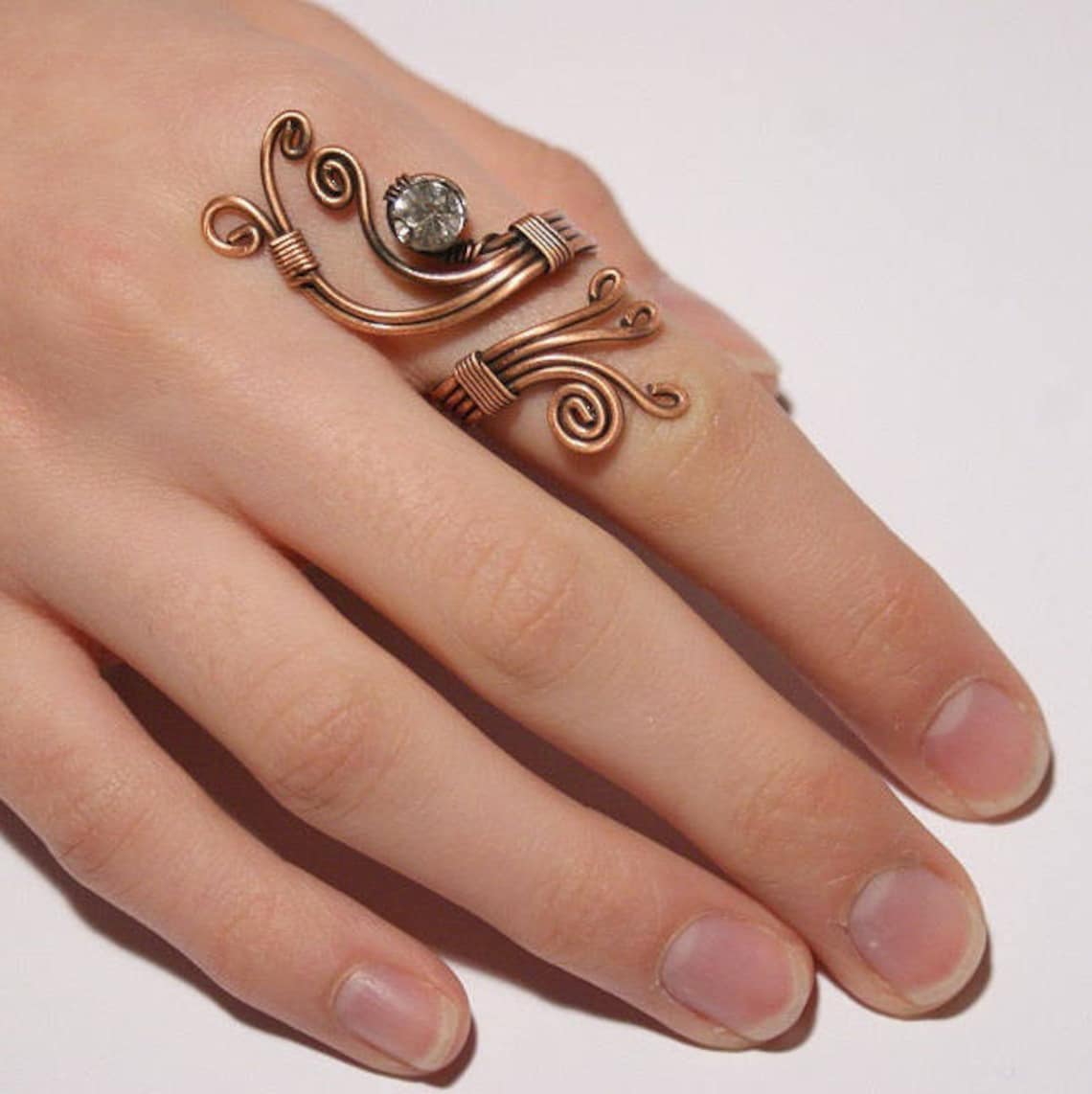 Copper Ring, Copper Wire With White Crystal Stone Ring, Copper Jewelry ...