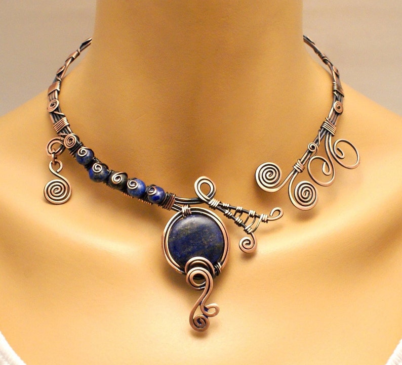 Statement Agate Necklace Open Necklace Copper Necklace for - Etsy