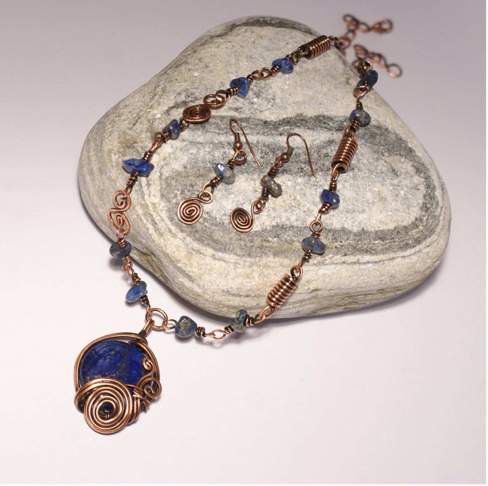 Lapis Lazuli Jewelry Set Lapis Necklace and Earring Set | Etsy