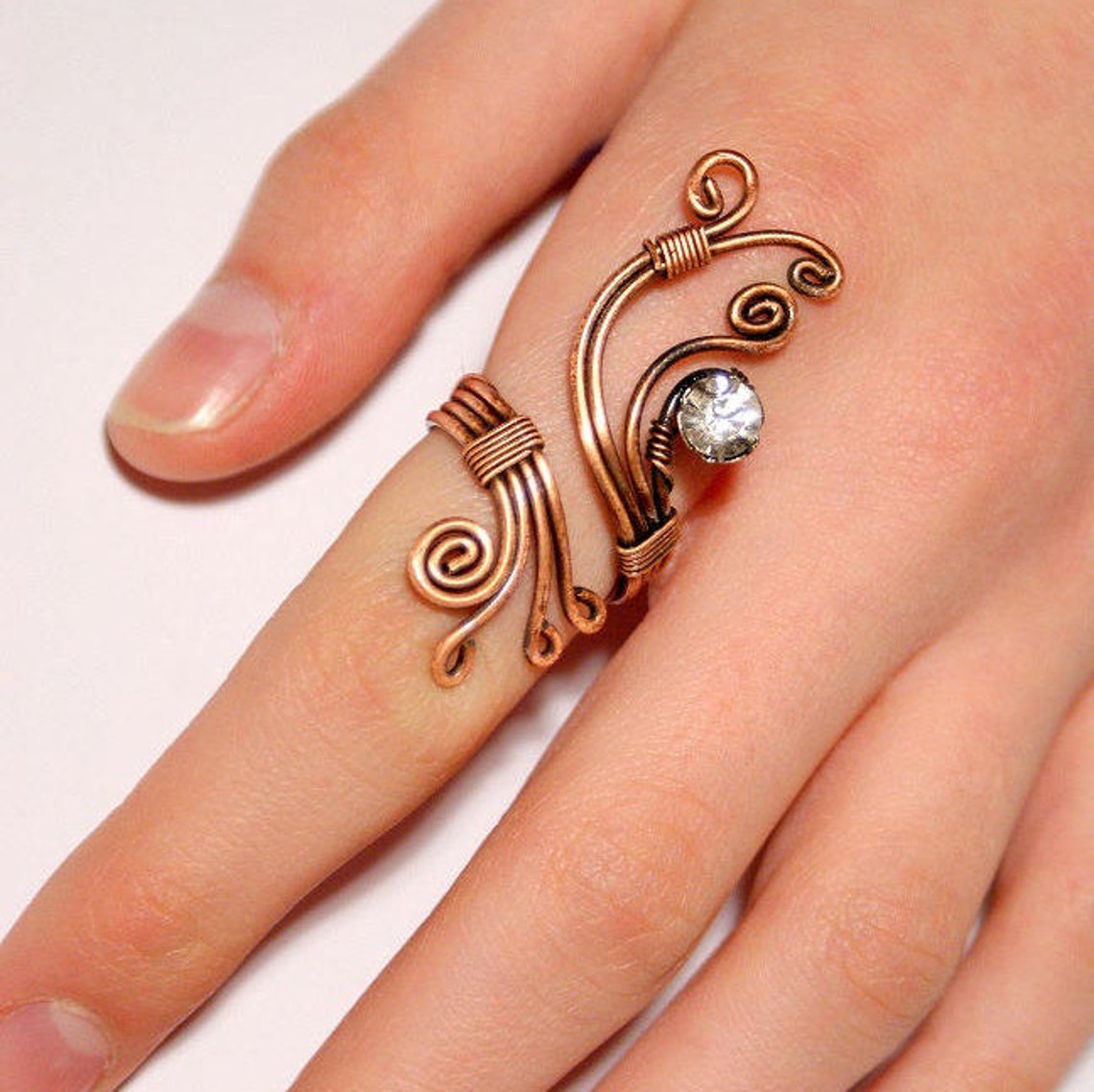 Copper Ring Copper Wire With White Crystal Stone Ring Copper - Etsy