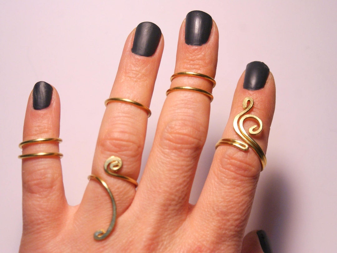 Knuckle Ring, Midi Ring, Knuckle Rings, Knuckle Ring Set, Gold Knuckle ...