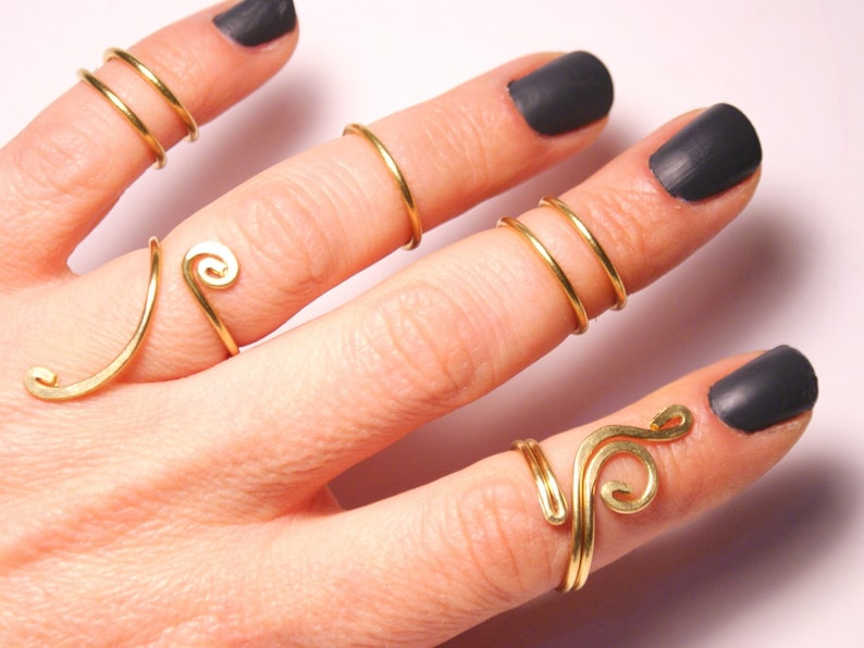 Knuckle ring midi ring knuckle rings knuckle ring set gold | Etsy