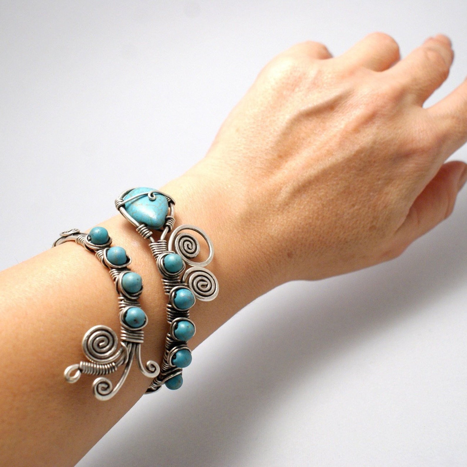 Unique Bracelets for Women Silver Cuff Bracelet Turquoise Stone ...