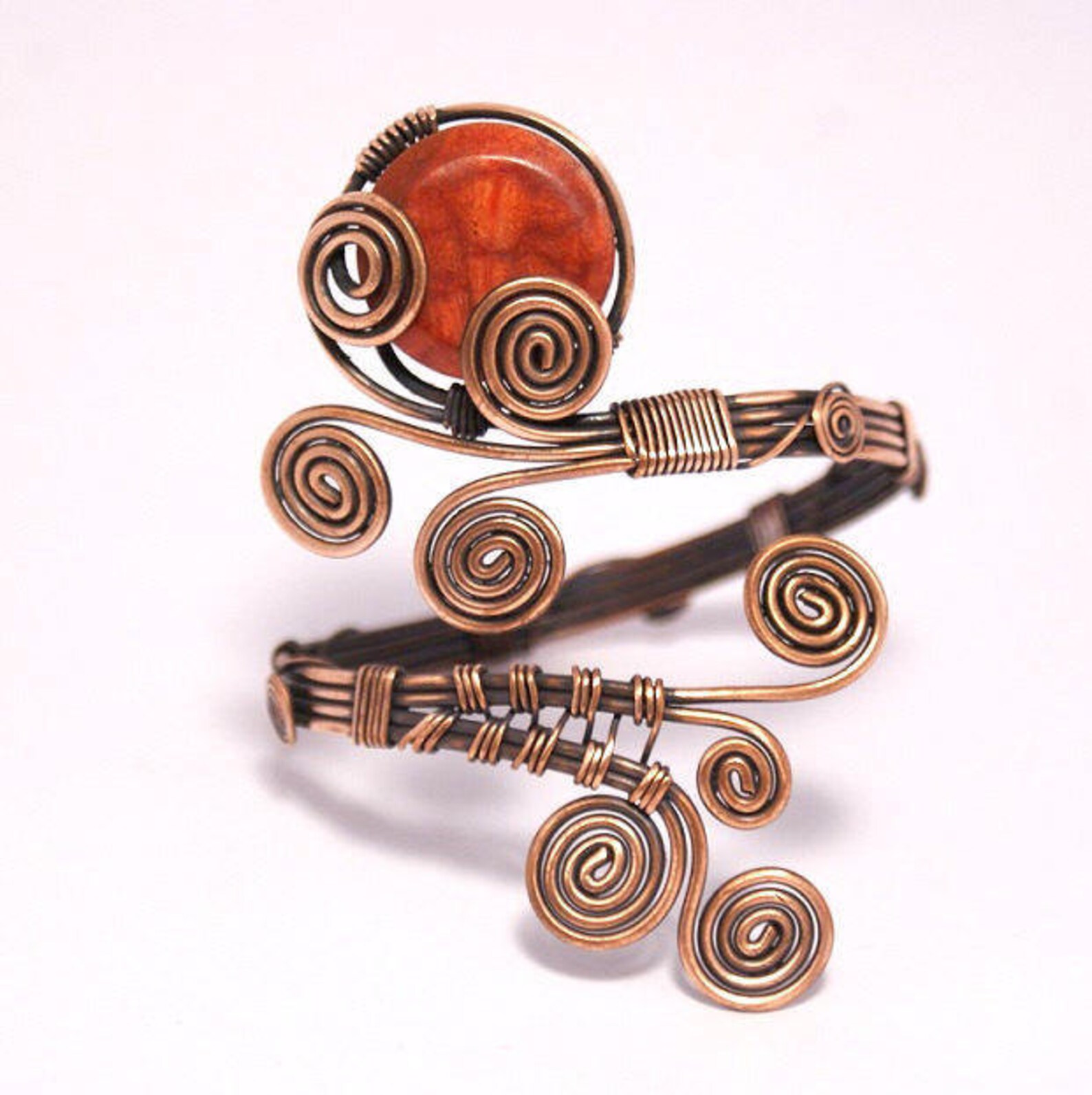 Copper Jewelry Set Wire Wrapped Jewelry Coral Jewelry Set | Etsy