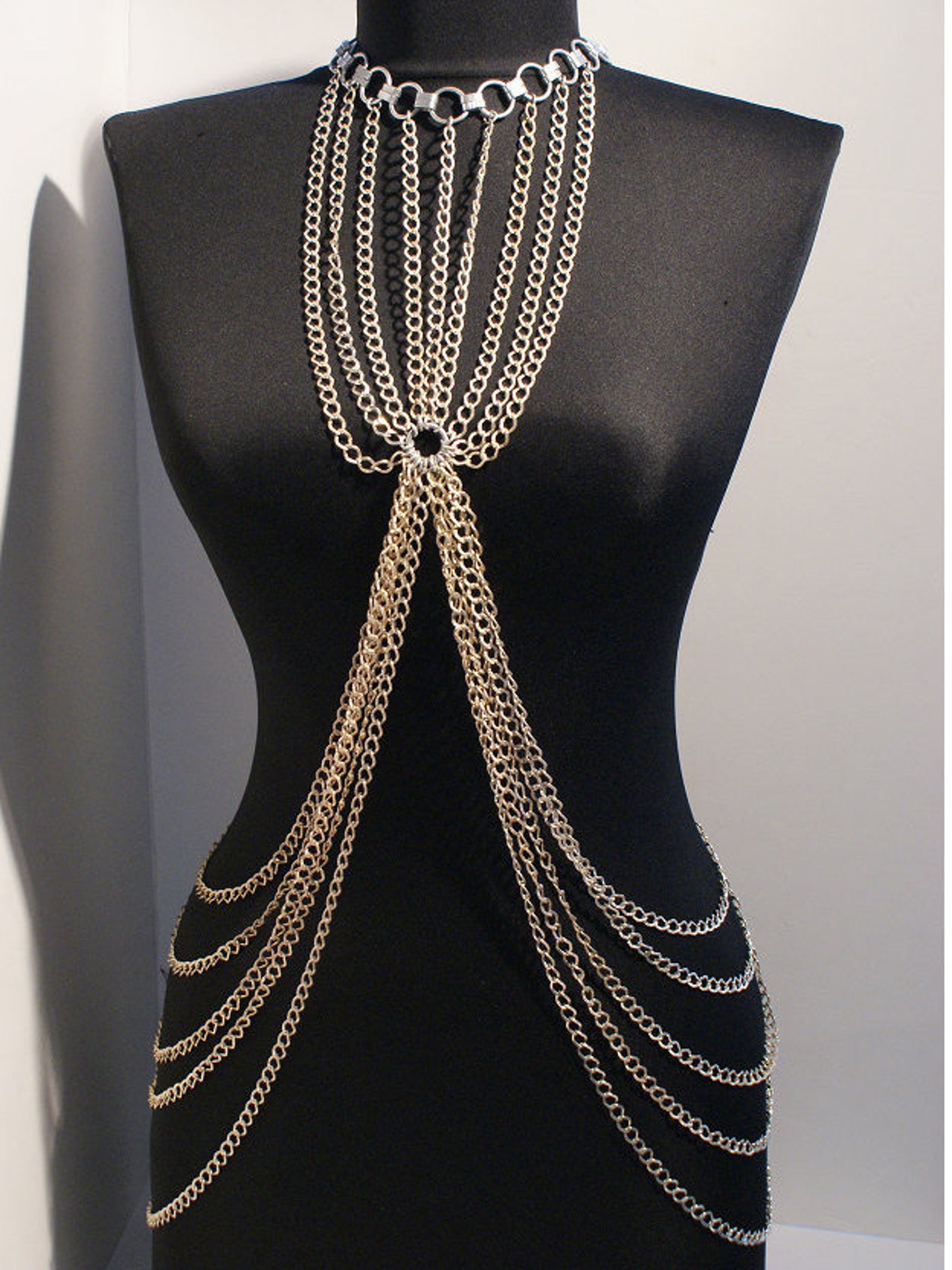 Silver Body Chain Silver Body Necklace Body Chain Necklace | Etsy