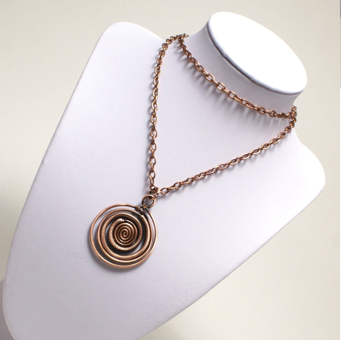 Copper Wire Wrapped Pendant Necklace Copper Jewelry Long - Etsy
