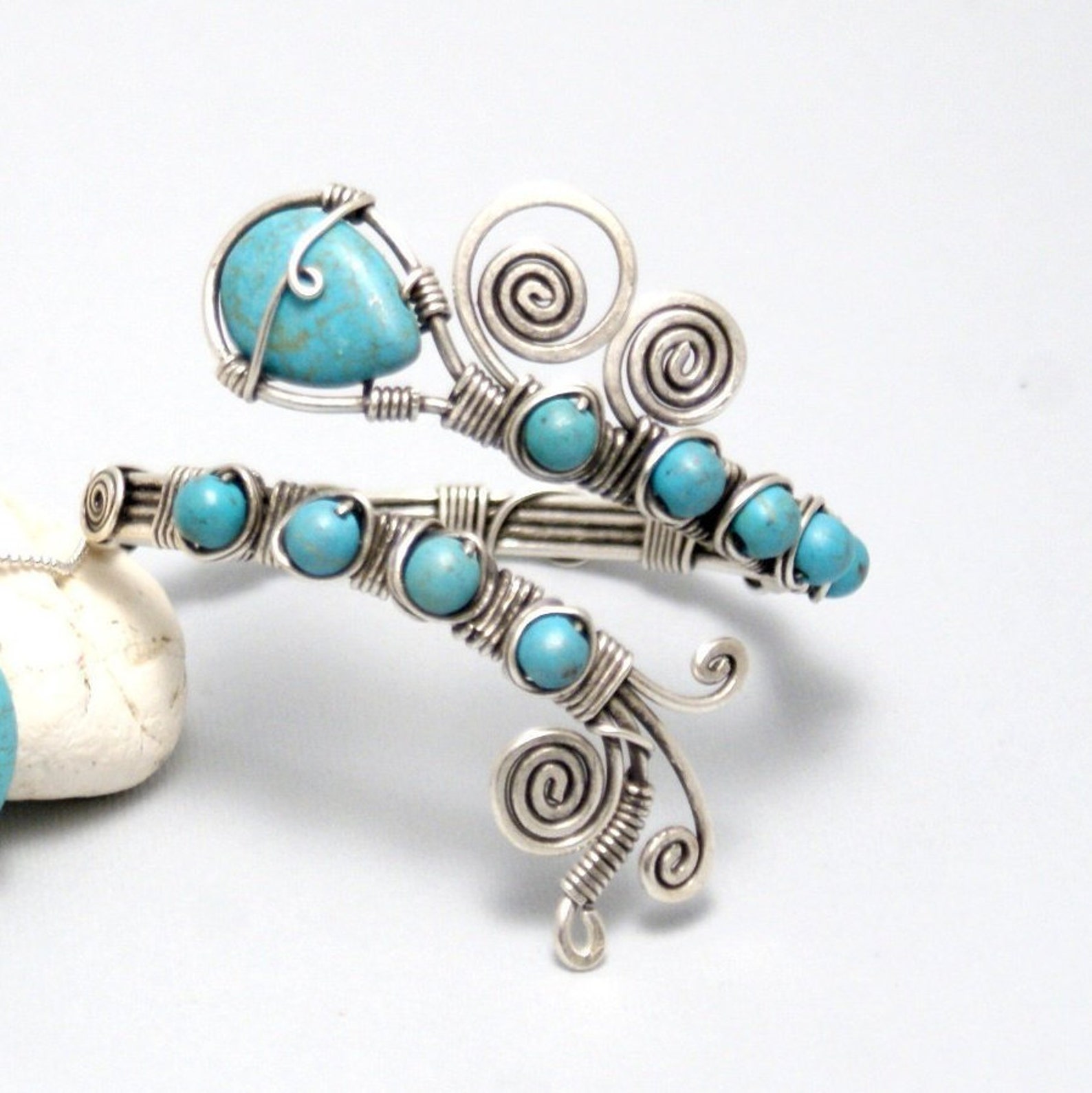 Unique Bracelets for Women Silver Cuff Bracelet Turquoise Stone ...