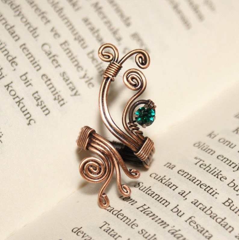 Copper Ring Wire Wrapped Ring Adjustable Womens Rings - Etsy
