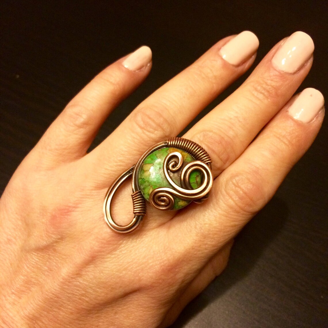 Green Jasper Ring Gemstone Ring Wire Wrapped Jewelry - Etsy