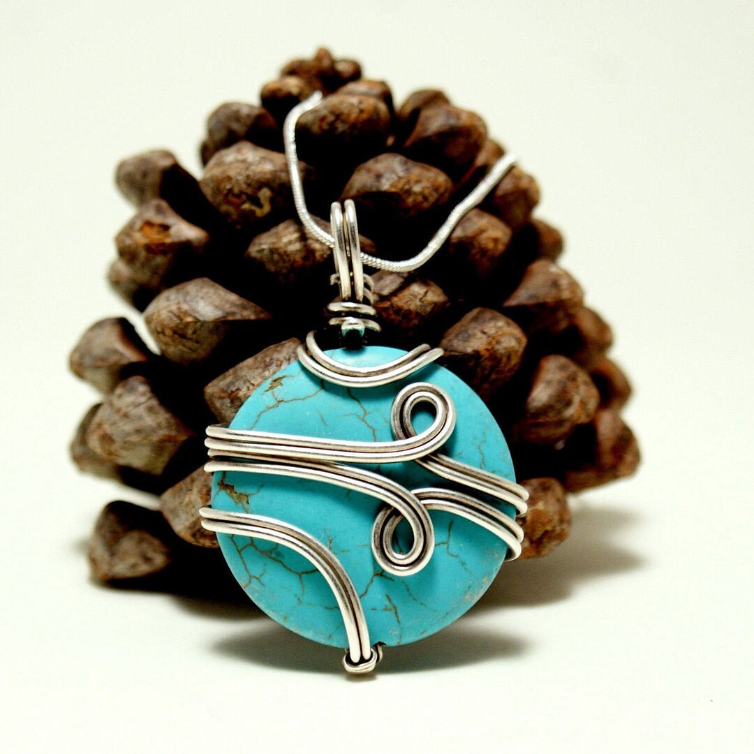 Wire Wrapped Pendant, Turquoise Pendant Necklace, Turquoise Jewelry - Etsy