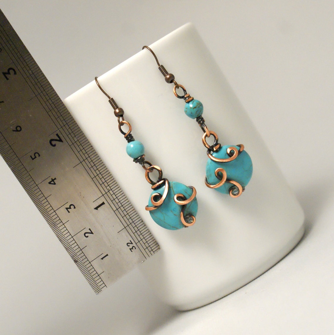 Turquoise Dangle Earrings Blue Turquoise Stone Earrings - Etsy