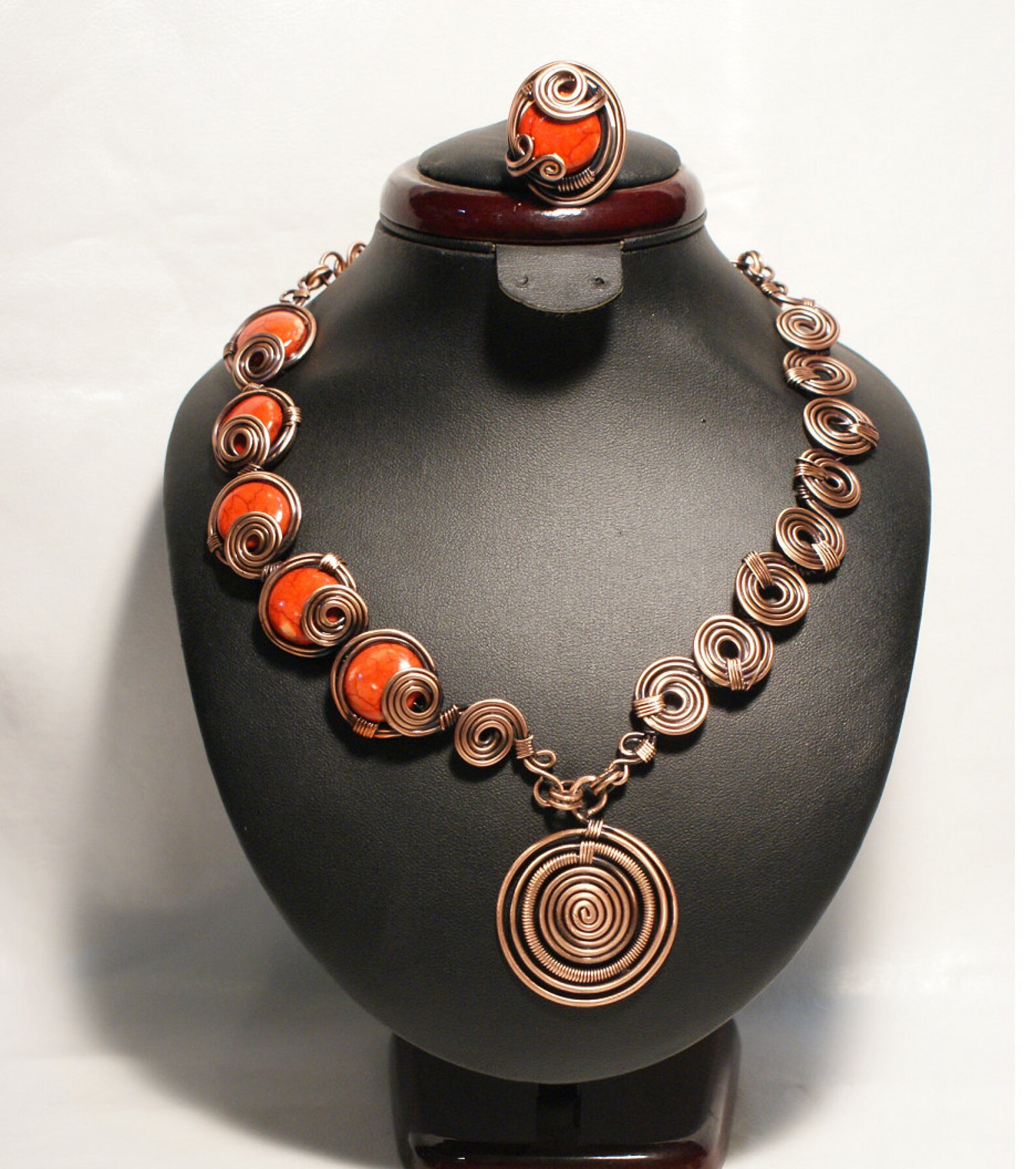 Copper Jewelry Set Coral Jewelry Set Coral Gemstone Necklace - Etsy