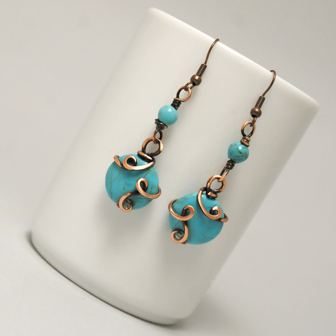 Turquoise Dangle Earrings Blue Turquoise Stone Earrings - Etsy