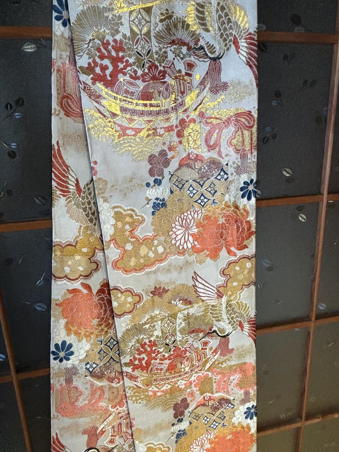 Antique Japanese Obi Early 1900's Continuous Pattern Both Sides 3.82 ...