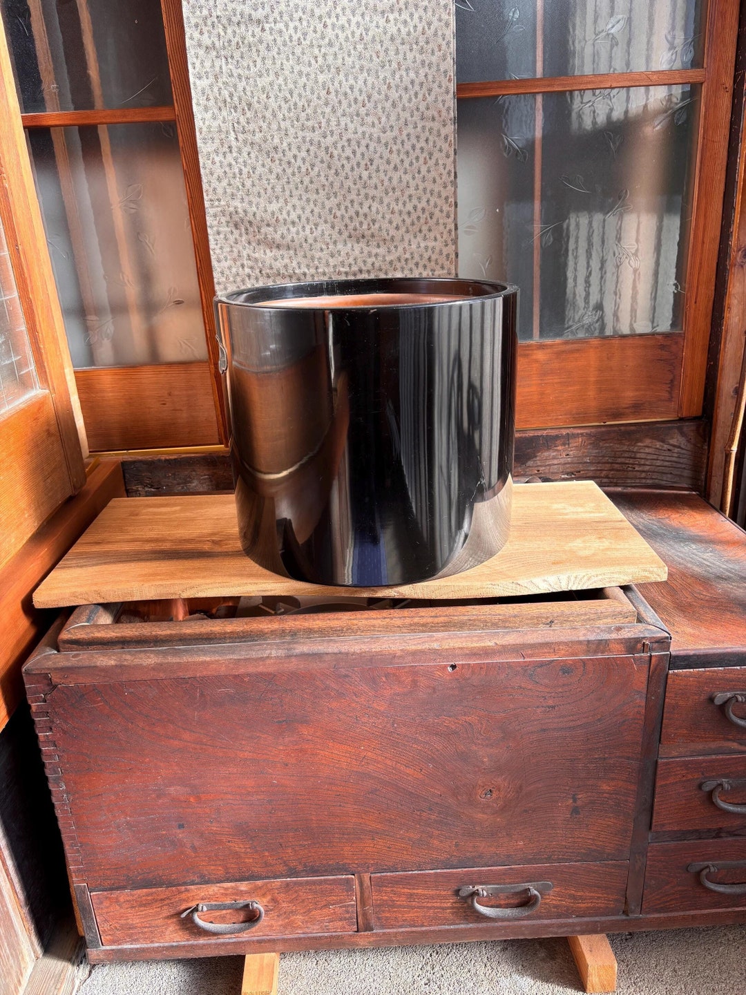 Lacquerware Hibachi Japanese Urushi With Copper Insert Vintage Item - Etsy