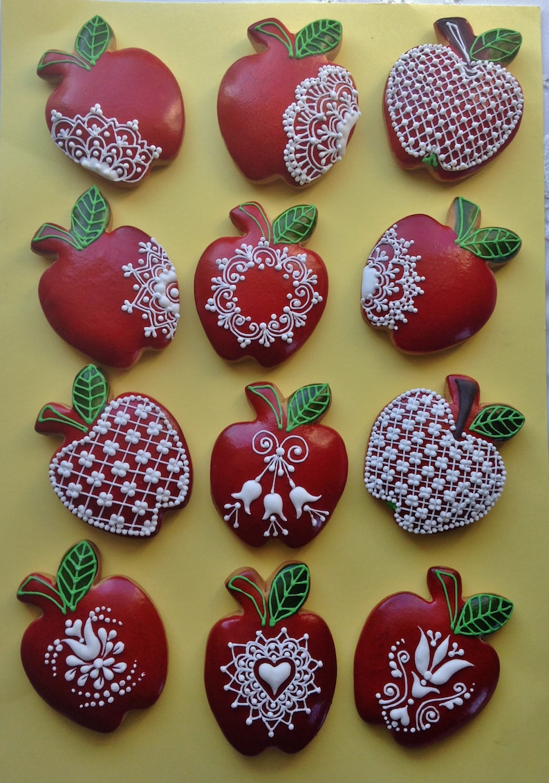 Icing Decorated Gingerbread Teacher Appreciation Apple Cookies - Etsy