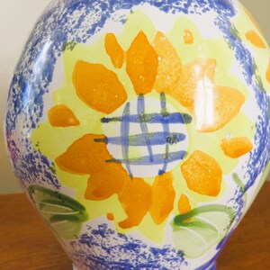 MESA SUNFLOWER Bright Pottery Pitcher, Made in Hungary, Artist Signed ...