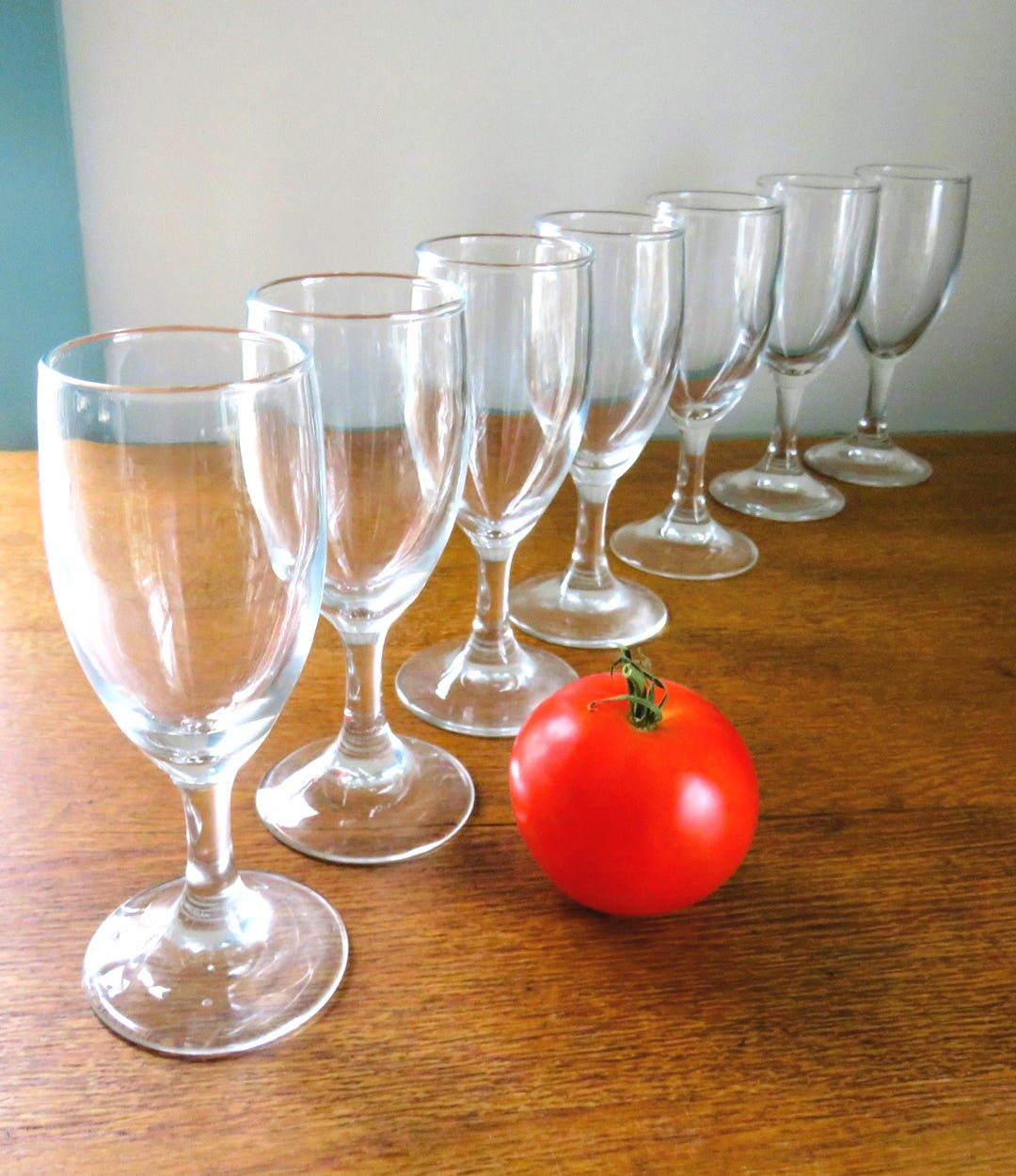 SET of 7, 4 Oz. Sherry/ Juice Glasses, Rolled Rim, Pressed Glass, 5 1/2 ...