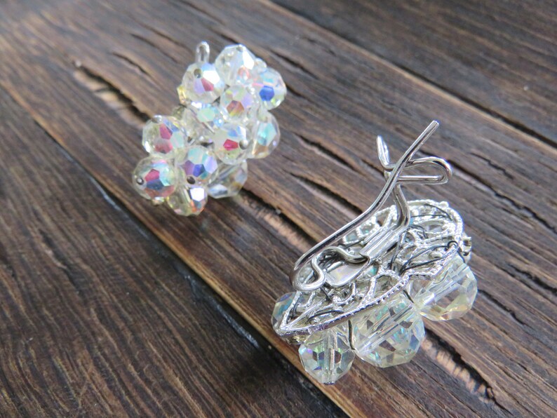 Large Aurora Borealis Judith Mccann Wingback Crystal Bead Earrings - Etsy